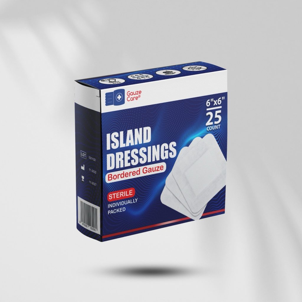 Gauze Care Island Dressings Bandage For Wounds 4"x4" 28 Pcs